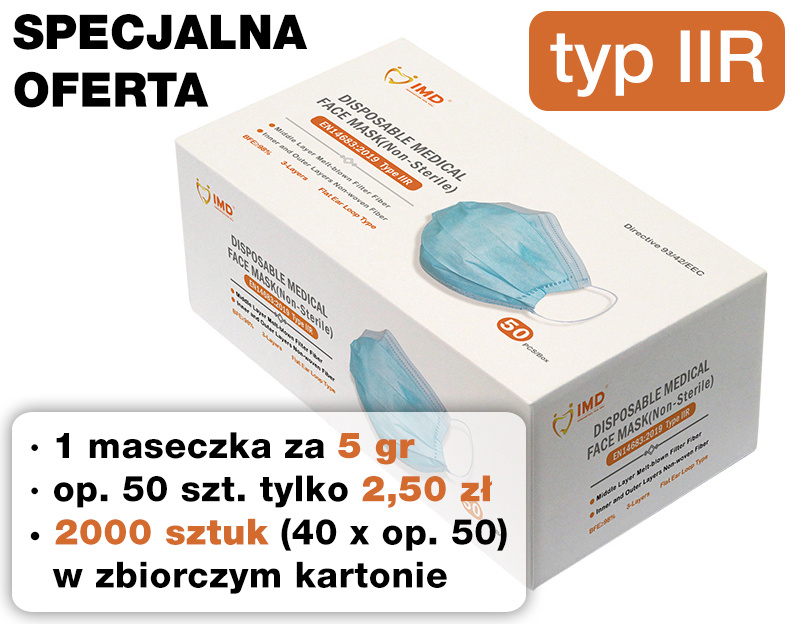 Disposable medical face masks, IIR type, 3-ply, BFE>98%, blue, with ...